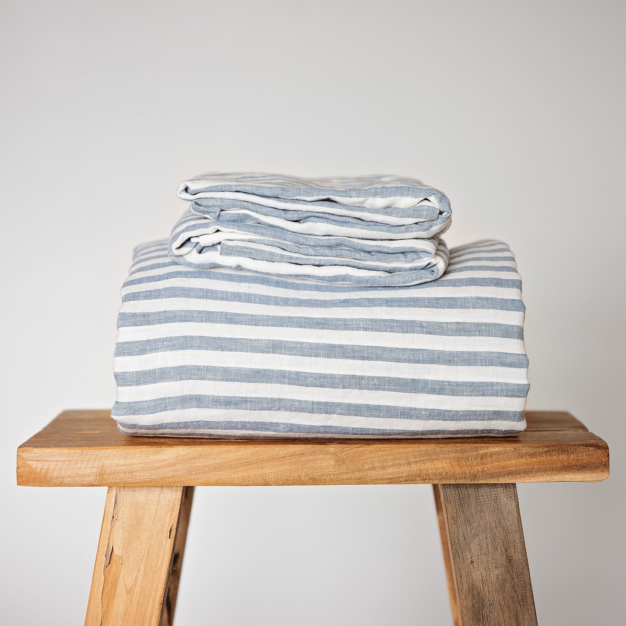 Ocean Stripe Linen Flat Sheet | The Linen Project – thelinenproject